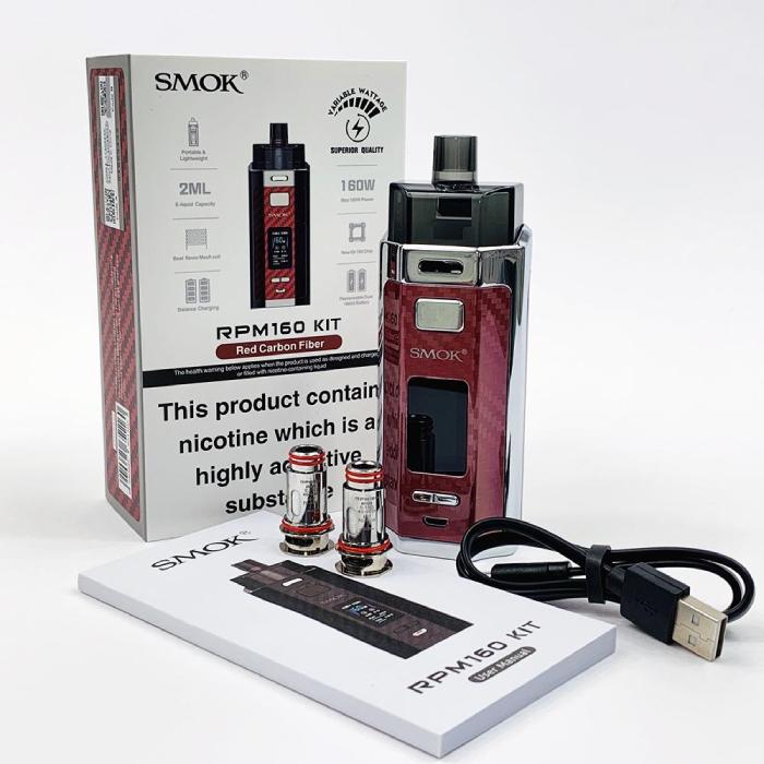 SMOK RPM 160 RED CARBON FIBRE KIT - Vape Vibes