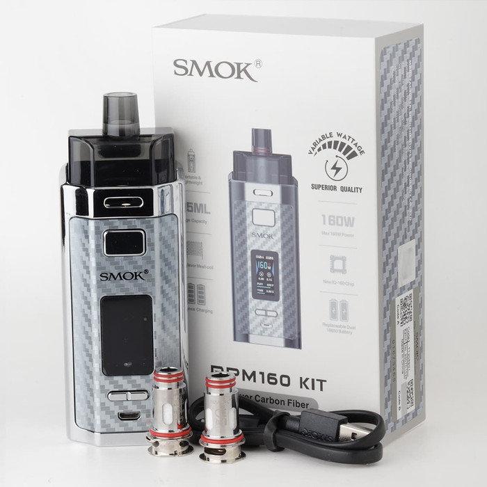 SMOK RPM 160 KIT SILVER CARBON FIBRE - Vape Vibes