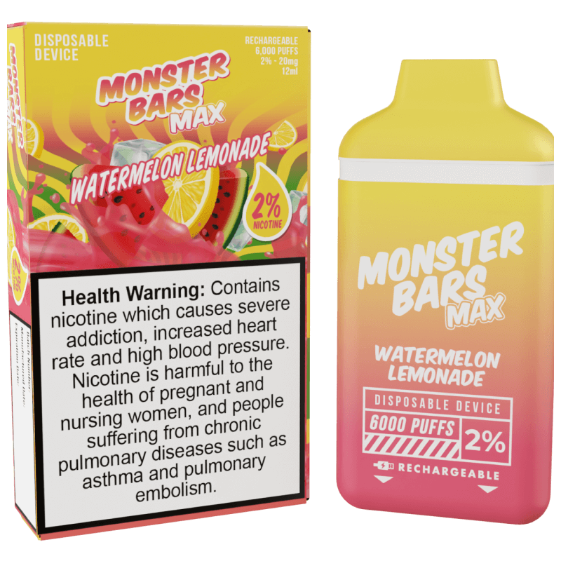 Monster Bars Max 6000 puffs 2% Watermelon Lemonade - Vape Vibes
