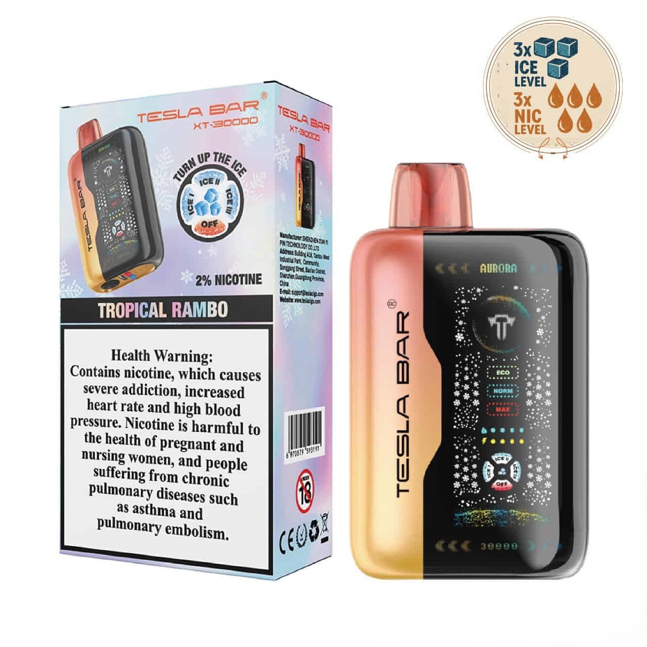 Tesla Bar XT Tropical Rambo 30k Puffs 20mg - Vape Vibes